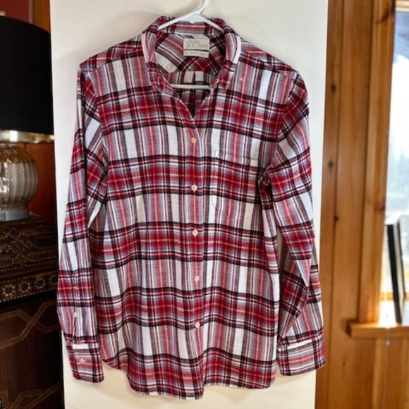 J. Crew | Shirts | J Crew Red White Black And Blue Tartan Plaid Button Down Flannel Shirt S ...